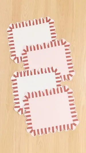 MISETTE Scalloped Stripe Placemats Set Of 4