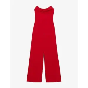 REISS Strapless Wide Leg Jumpsuit - Red