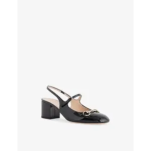 Gucci Mary Jane Horsebit Patent-leather Slingback Heels - Nero
