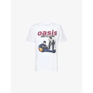 OASIS Cigarettes And Alcohol Short-sleeve Cotton T-shirt - White