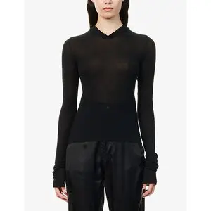 Rick Owens Cropped Hooded Knitted Top