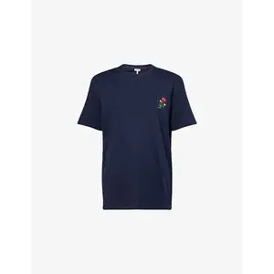 Loewe Embroidered Relaxed-fit Cotton-jersey T-shirt - Dark Navy