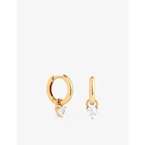 ASTRID & MIYU Heart Charm Huggie Earrings - Gold