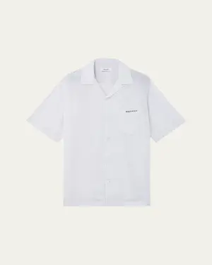 Alexander McQueen Pinstripe Short-sleeve Logo Pocket Camp Shirt - Charcoal
