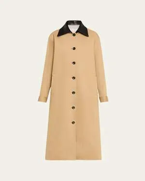 Maria Mcmanus Leather-collar Swing Coat - Khaki