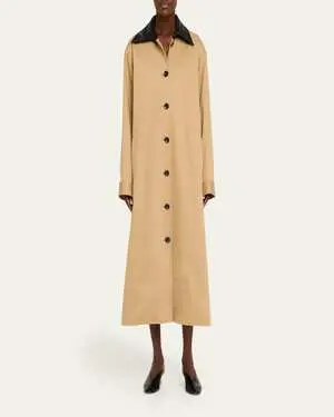 Maria Mcmanus Leather-collar Swing Coat