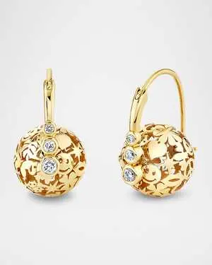 SYDNEY EVAN 14k Graduated Bezel Bead Diamond Drop Earrings - Yellow Gold