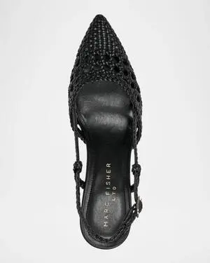 Marc Fisher Zunnie Woven Leather Slingback Pumps