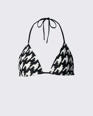 Perfect Moment Bikini Top - Black-white-houndstooth-print