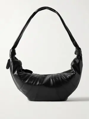 LEMAIRE Croissant Large Paneled Leather Shoulder Bag - Black