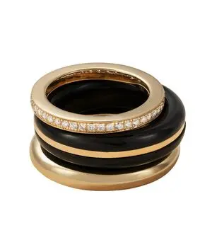 BY PARIAH Set Of Three 14-Karat Diamond Rings Black