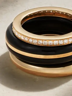 BY PARIAH Set Of Three 14-karat Diamond Rings - Black