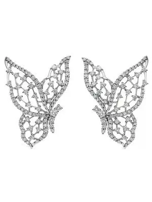 LEO PIZZO 18k White Gold Diamond Butterfly Earrings - Silver
