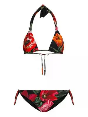 Dolce & Gabbana Floral-print Swimsuit - Black