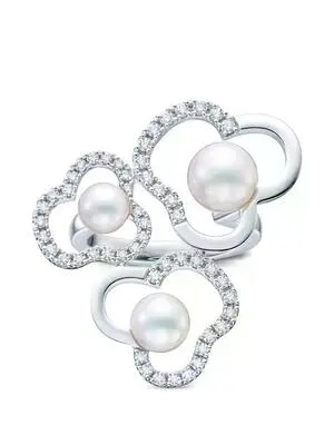 TASAKI 18k White Gold Akoya Pearl And Diamond Ring - Silver