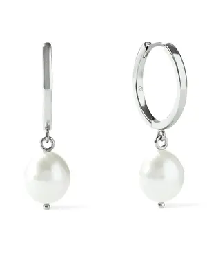 ANA LUISA Medium Frida Pearl Hoop Earrings - Silver