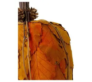 NORTHLIGHT Harvest Pumpkin With Leaves & Pineco Es 9.75