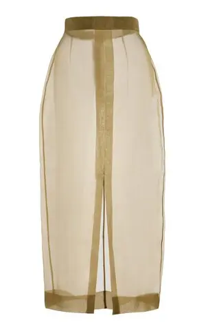 Burc Akyol Silk Organza Midi Skirt - Brown