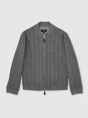REISS Wool-blend Chalk-stripe Bomber Jacket