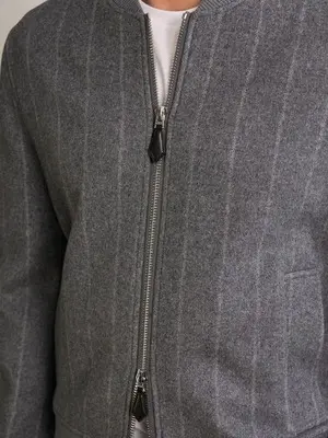 REISS Wool-blend Chalk-stripe Bomber Jacket