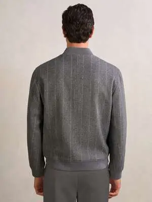 REISS Wool-blend Chalk-stripe Bomber Jacket