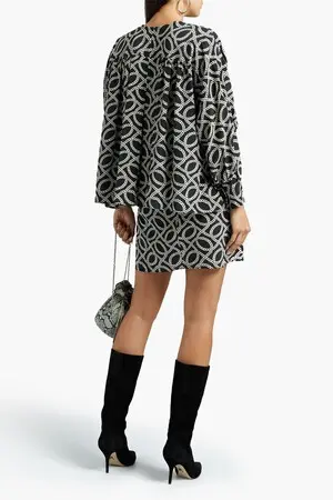 Isabel Marant Pleated Printed Silk-blend Mini Skirt