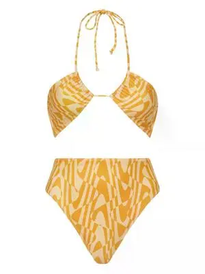 Faithfull The Brand Abstract-print Bikini - Yellow