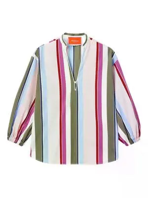 La DoubleJ Jackie Striped Balloon-sleeve Blouse