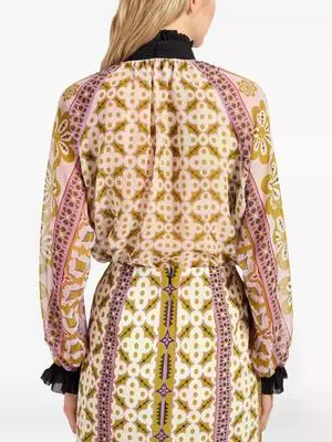 La DoubleJ Cerere Ruffled High-neck Blouse