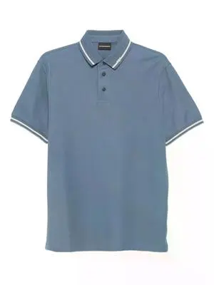 Emporio Armani Tipped-collar Cotton Polo Shirt - Blue