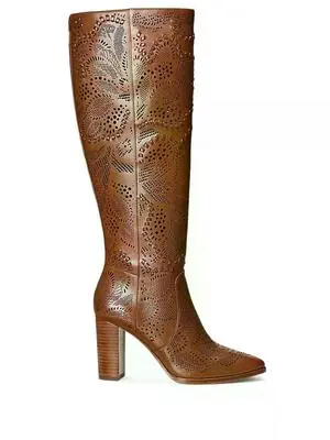 Ralph Lauren Floral-lasercut Leather Boots - Brown
