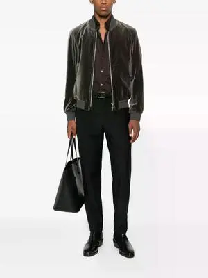 TOM FORD Velvet Zip-front Bomber Jacket - Grey