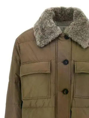 Brunello Cucinelli Quilted Padded Coat With Shearling Collar
