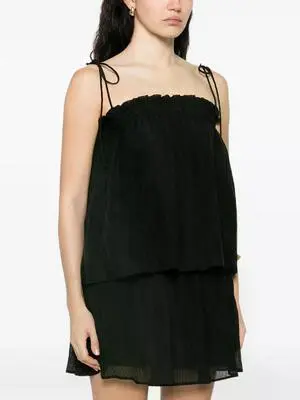 ELEH Pleated Tie-shoulder Top