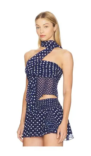 GUIZIO Chiffon Wrap Around Top With Attached Scarf