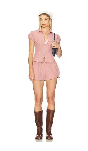 GUIZIO Liana Gingham Top