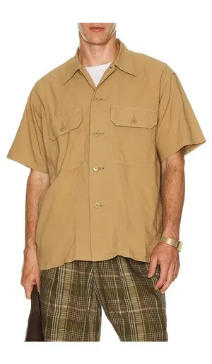 BEAMS Mil Sht Shirt Textured Ripstop In . Also - Brown