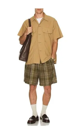 BEAMS Mil Sht Shirt Textured Ripstop In . Also - Brown
