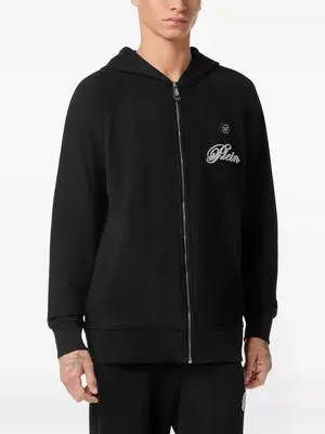 Philipp Plein Zip-up Logo-patch Hoodie - Black