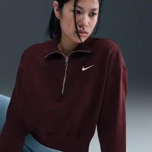 Nike Sportswear Phoenix Fleece 1/4-zip Cropped Sweatshirt - Red