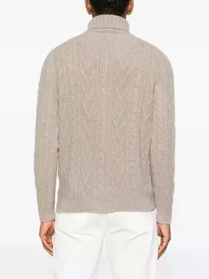 Fedeli Cable-knit Turtleneck Sweater - Neutrals