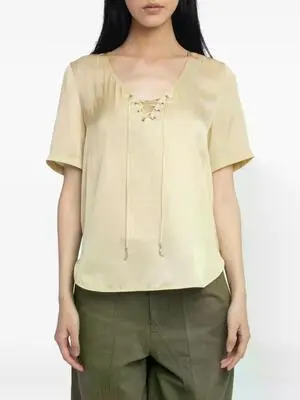 Zadig&Voltaire Terzo Lace-up Short-sleeved Top - Neutrals