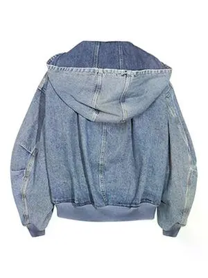 Attico Hooded Denim Bomber Jacket