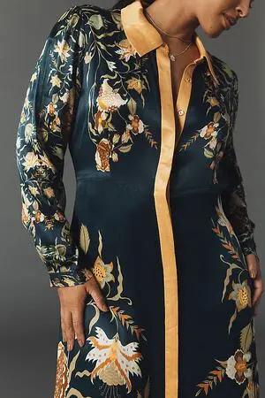 BL-NK Printed Buttondown Shirt Dress - Navy