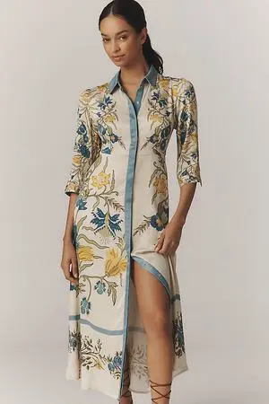 Anthropologie Bl-nk Printed Buttondown Maxi Shirtdress - Neutral