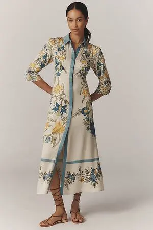 Anthropologie Bl-nk Printed Buttondown Maxi Shirtdress - Neutral