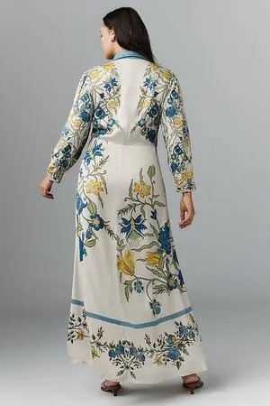 Anthropologie Bl-nk Printed Buttondown Maxi Shirtdress - Neutral
