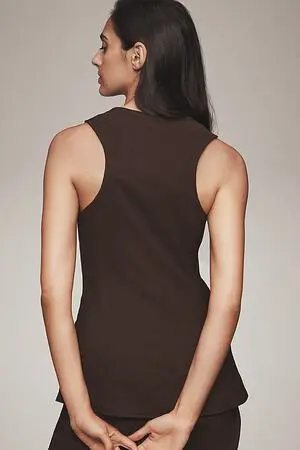 Maeve Cotton Blend Vest Top - Powdered Cocoa
