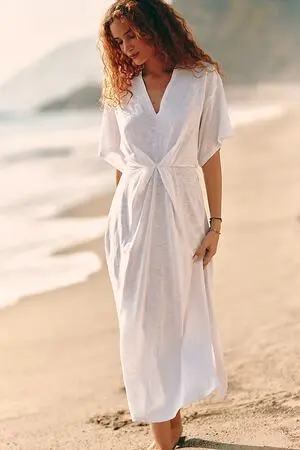 CELANDINE Long-sleeve Ruched Maxi Dress - Cloud Dancer