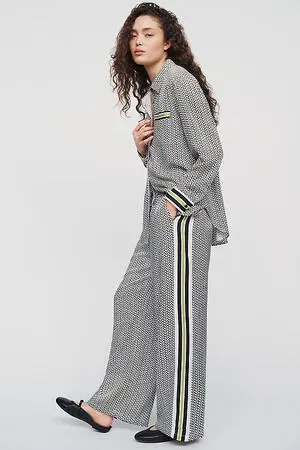 Maeve Brooklin Tie-front Printed Pull-on Pants - Black Pattern